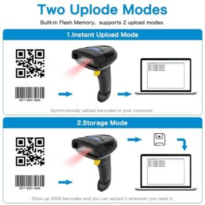 NETUM NT-1228BL 2D Barcode Scanner with Stand, Compatible with 2.4G Wireless & Bluetooth & USB Wired Connection, Connect Smart Phone, Tablet, PC, 1D Bar Code Reader Work for QR PDF417 Data Matrix