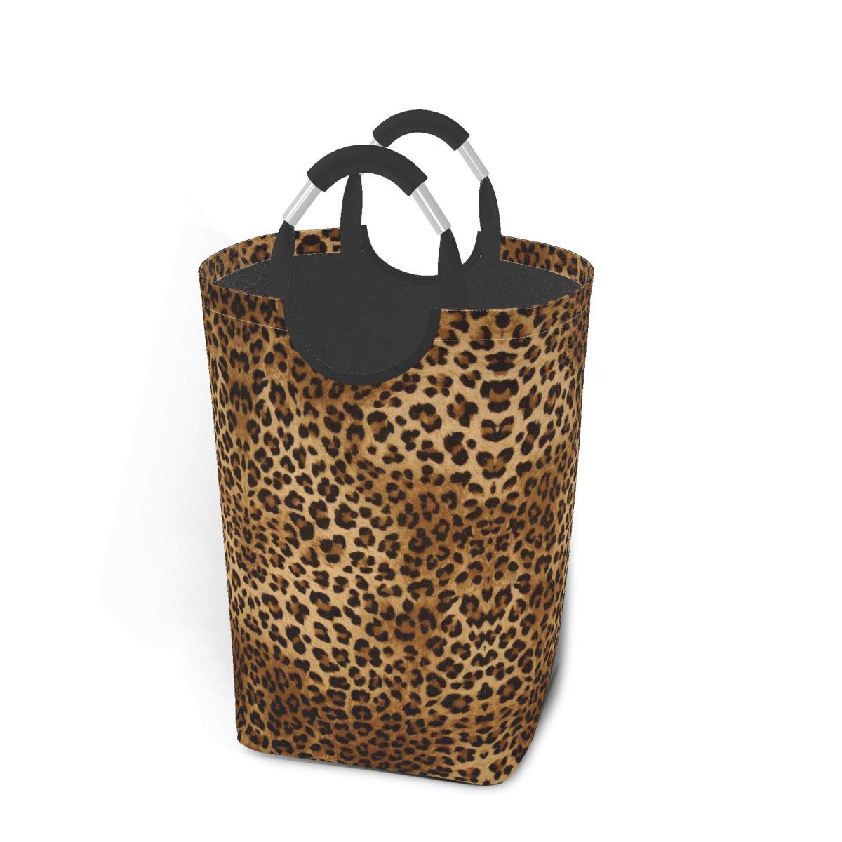 Leopard Canvas Laundry Hamper Cheetah Print Leopard Print Pattern Large Collapsible Laundry Basket With Handles Foldable Bathroom Storage Clothes Basket for Home College Dorm Bathroom