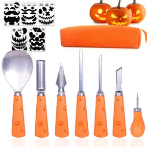 taspire halloween pumpkin carving kit with 12pcs stencils, (7 pieces pumpkin carving tools set), pumpkin carving set