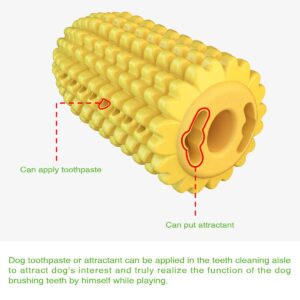 Dog Toothbrush Chew Toy,Natural Durable Rubber Dental Oral Care for Small/Medium/Large Dogs,Soft Bite Corn Molar Stick with Rope