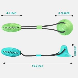 Guardians Dog Chew Toy with Suction Cup for Aggressive Chewers, Puppy Training Treats Food Dispensing Toothbrush Pet Teeth Cleaning Rope Toys for Dogs (Blue)