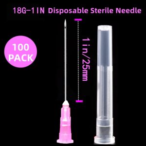 18Gauge Dispensing Needle 1" - Luer Lock Syringe Needle, Pack of 100