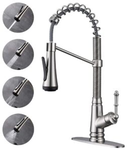 single handle kitchen sink faucet with pull down sprayer, single level pull out kitchen faucet, brushed nickel