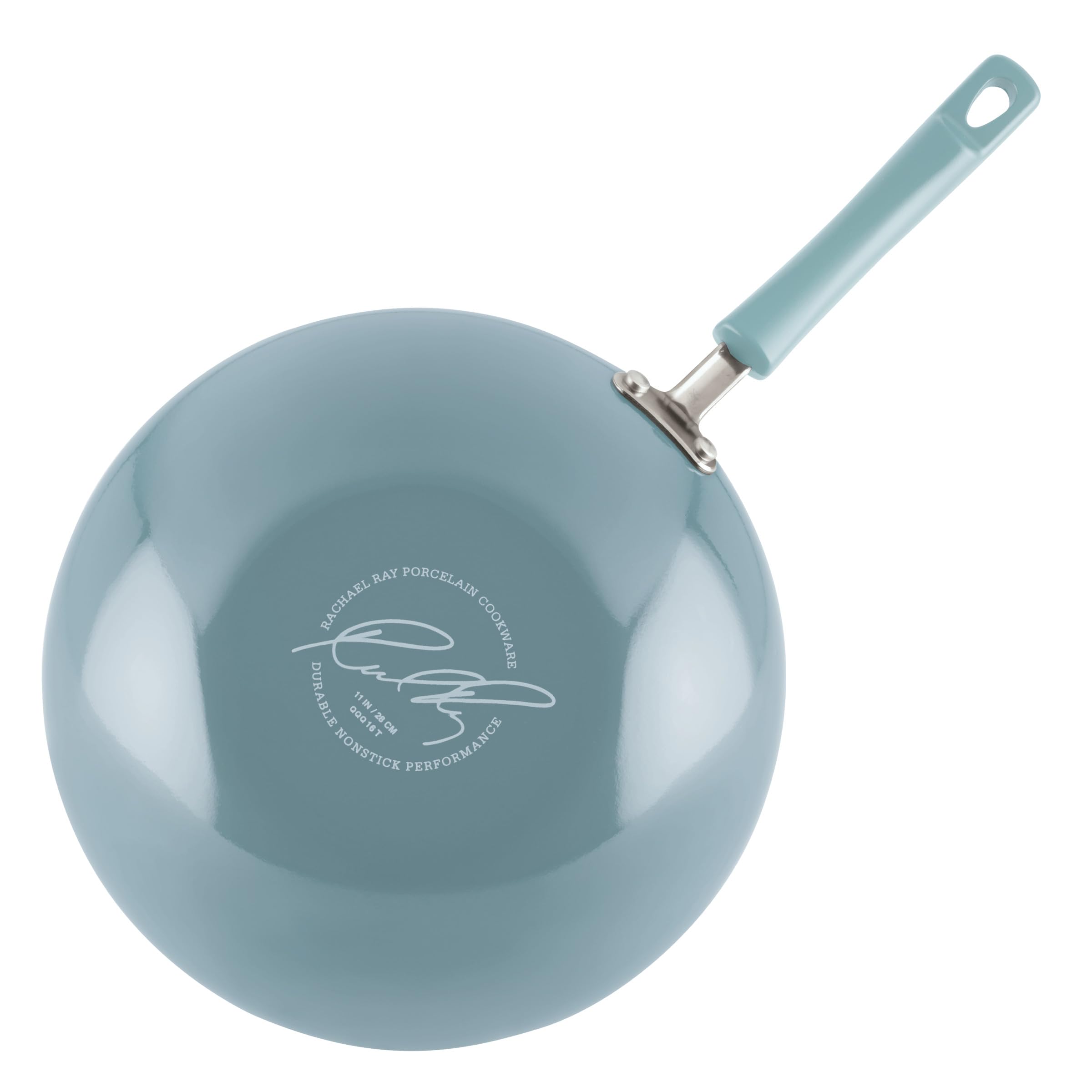 Rachael Ray Classic Nonstick Stir Fry Pan with Glass Lid, 11 Inch - Sky Blue