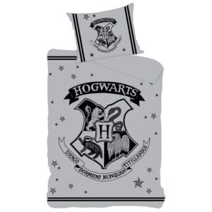 harry potter hogwarts duvet cover set (twin) (gray)