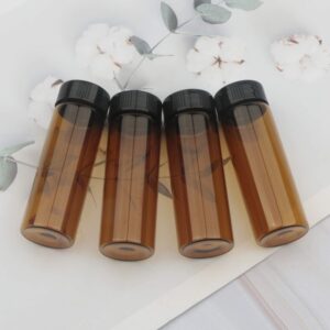 Kesell 12Pcs 30ML Amber Brown Glass Bottle with Black Caps for perfume oils and other liquids (Comes with red handwritten sticker paper)