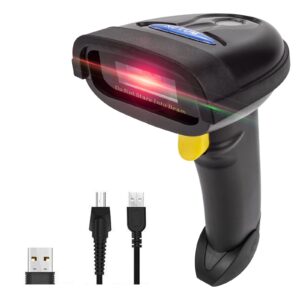 NETUM NT-1228BL 2D Barcode Scanner with Stand, Compatible with 2.4G Wireless & Bluetooth & USB Wired Connection, Connect Smart Phone, Tablet, PC, 1D Bar Code Reader Work for QR PDF417 Data Matrix