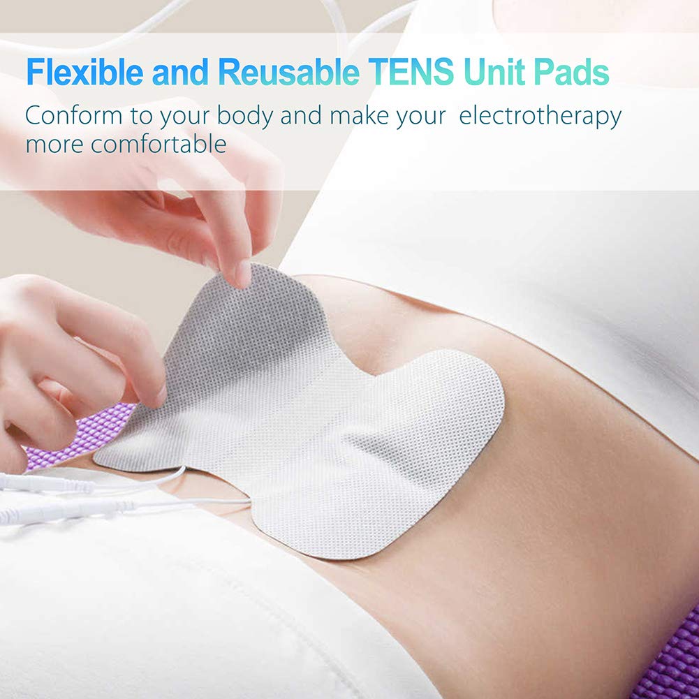 LotFancy TENS Unit Replacement Pads, 4PCS 4.3” x 6” Adhesive Electrode Pads for Electrotherapy, EMS Muscle Stimulation Machine, Butterfly Shape