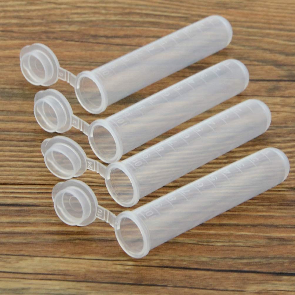 20 Pcs Clear Plastic Tubes with Snap Cap Empty Storage Containers Vials for Beads, Sew Needle, Small Items, 12mm x 77mm