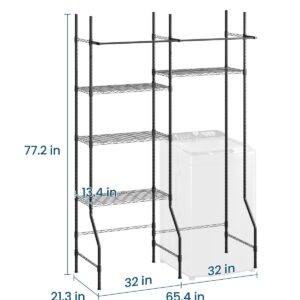 YORKING Clothes Drying Rack, Over The Washer and Dryer Storage Shelf with Adjustable Shelves, Space Saving Drying Rack for Laundry Room Easy Storage