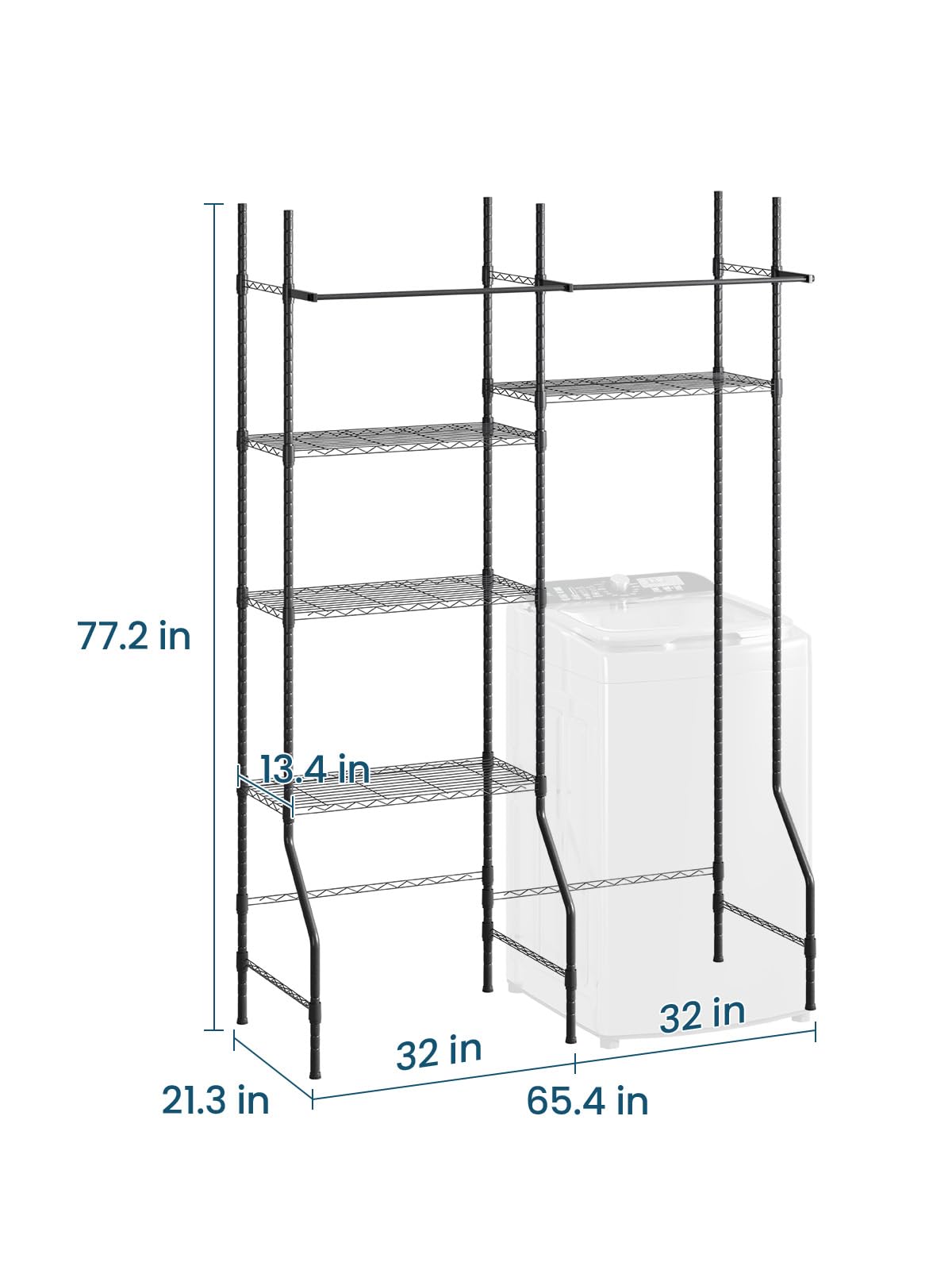 YORKING Clothes Drying Rack, Over The Washer and Dryer Storage Shelf with Adjustable Shelves, Space Saving Drying Rack for Laundry Room Easy Storage