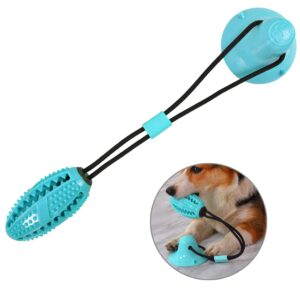 guardians dog chew toy with suction cup for aggressive chewers, puppy training treats food dispensing toothbrush pet teeth cleaning rope toys for dogs (blue)