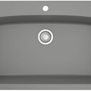 Karran QT-712 Drop-In Quartz Composite 33 in. 1-Hole Single Bowl Kitchen Sink Kit in Black