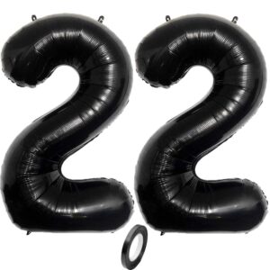 jurxy large foil mylar balloons 40 inch black number balloons giant jumbo birthday balloons for birthday party decorations –black 22