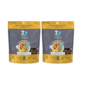 shameless pets soft dog treats - natural, healthy dog treats made with upcycled ingredients & zero artificial flavors, grain free dog biscuits, supports skin & coat - bananas for bacon, pack of 2