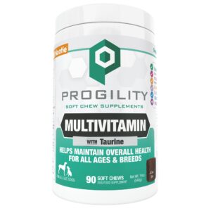 nootie progility multvitamin for dogs, multivitamin supplement for dogs with taurine, 90 soft chews per container