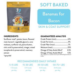 SHAMELESS PETS Soft Dog Treats - Natural, Healthy Dog Treats Made with Upcycled Ingredients & Zero Artificial Flavors, Grain Free Dog Biscuits, Supports Skin & Coat - Bananas for Bacon, Pack of 2