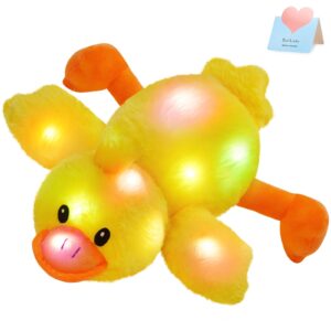 glow guards 12'' musical light up yellow duck stuffed animal led glowing singing soft plush toy pillow night lullaby holiday birthday children's day gifts for toddler kids