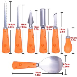 Taspire Halloween Pumpkin Carving Kit with 12pcs Stencils, (7 Pieces Pumpkin Carving Tools Set), Pumpkin Carving Set