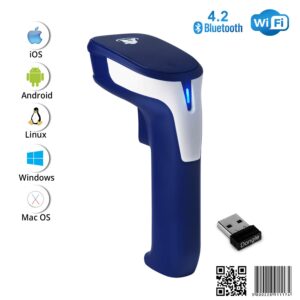 ScanAvenger 1D and 2D Portable Wireless Bluetooth Barcode Scanner: 3-in-1 - Cordless, Rechargeable Scan Gun for Inventory Management - Wireless, Handheld, USB Bar Code/QR Code Reader - Hand Scanner