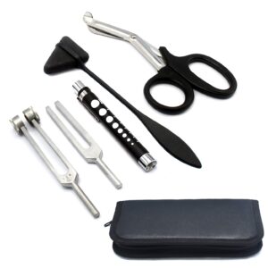 aaprotools medic diagnostic set (6pc) - from tools of medicine includes reflex percussion taylor hammer + penlight + tuning fork c 128 and c 512 + bandage scissors 7.5"