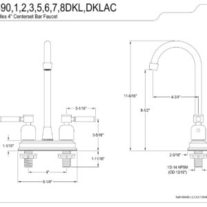 Kingston Brass KB8490DKL Kaiser Bar Faucet, Matte Black, 11.56 x 9.31 x 4.75