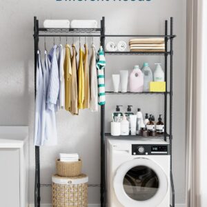 YORKING Clothes Drying Rack, Over The Washer and Dryer Storage Shelf with Adjustable Shelves, Space Saving Drying Rack for Laundry Room Easy Storage