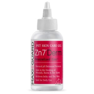 maxi-guard pet skin care gel zn7 derm with neutralized zinc for dogs, cats, bovine, exotics and companion animals (2oz), red/white