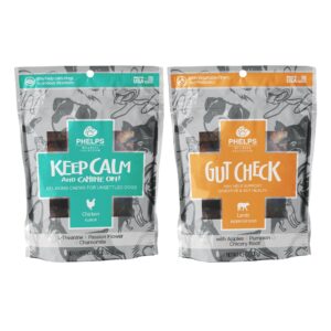 phelps wellness collection keep calm & canine on and gut check digestive & gut health dog treats variety pack 4.5 oz