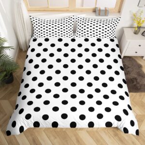 feelyou polka dots duvet cover black circle bedding set modern geometry design comforter cover for boys girls kids room decor lightweight black white bedspread cover queen size with 2 pillow case