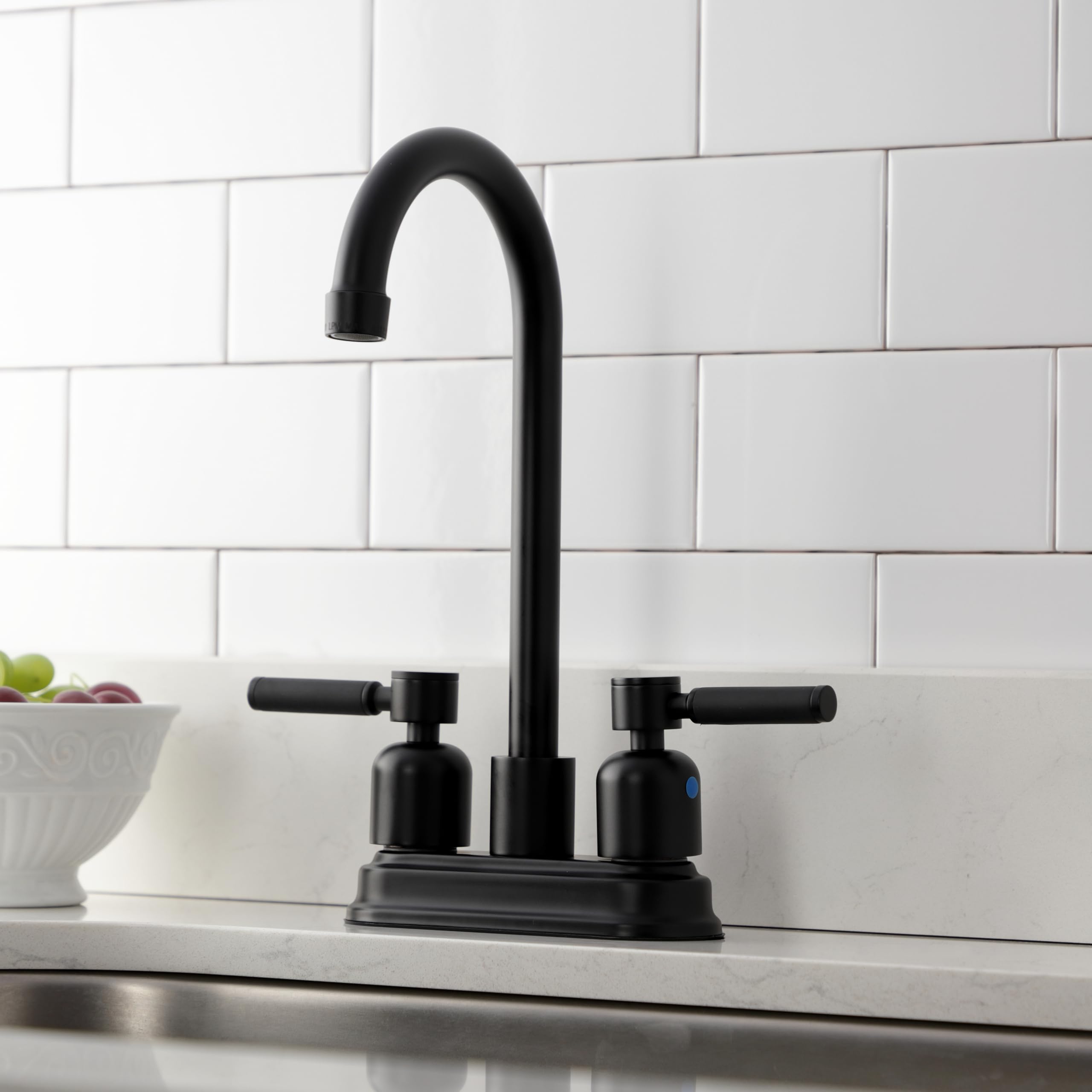 Kingston Brass KB8490DKL Kaiser Bar Faucet, Matte Black, 11.56 x 9.31 x 4.75