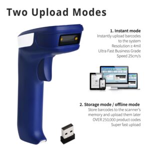 ScanAvenger 1D and 2D Portable Wireless Bluetooth Barcode Scanner: 3-in-1 - Cordless, Rechargeable Scan Gun for Inventory Management - Wireless, Handheld, USB Bar Code/QR Code Reader - Hand Scanner