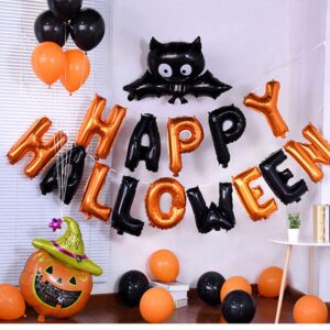 Tellpet Happy Halloween Balloons Banner, Halloween Party Decorations for Home Yard Decor Backdrop Sign, Orange and Black