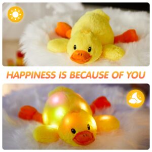 Glow Guards 12'' Musical Light Up Yellow Duck Stuffed Animal LED Glowing Singing Soft Plush Toy Pillow Night Lullaby Holiday Birthday Children's Day Gifts for Toddler Kids