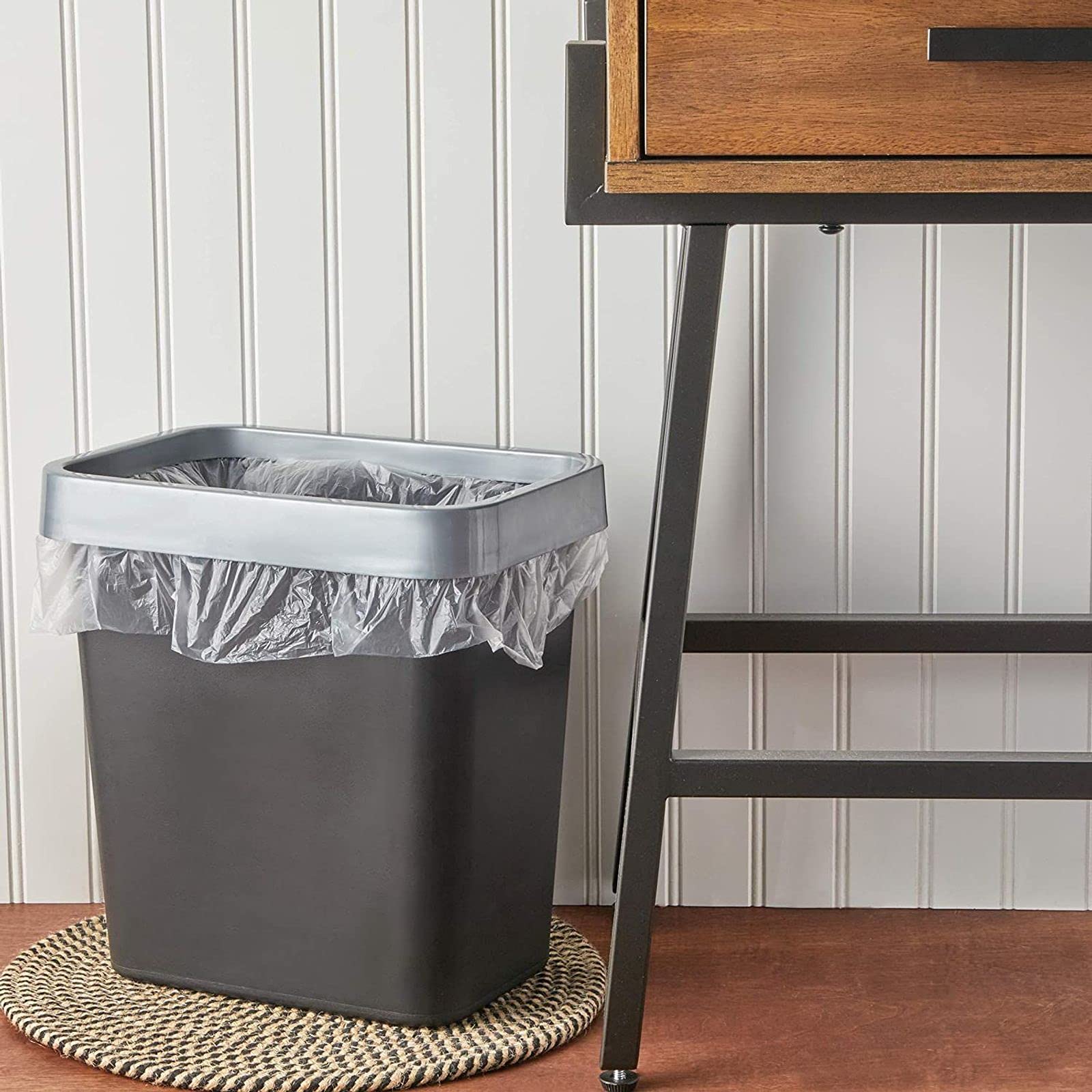 Okuna Outpost Medium Waste Baskets, Black Garbage Cans (11.6 x 11.1 x 7.87 in, 5 Pack)