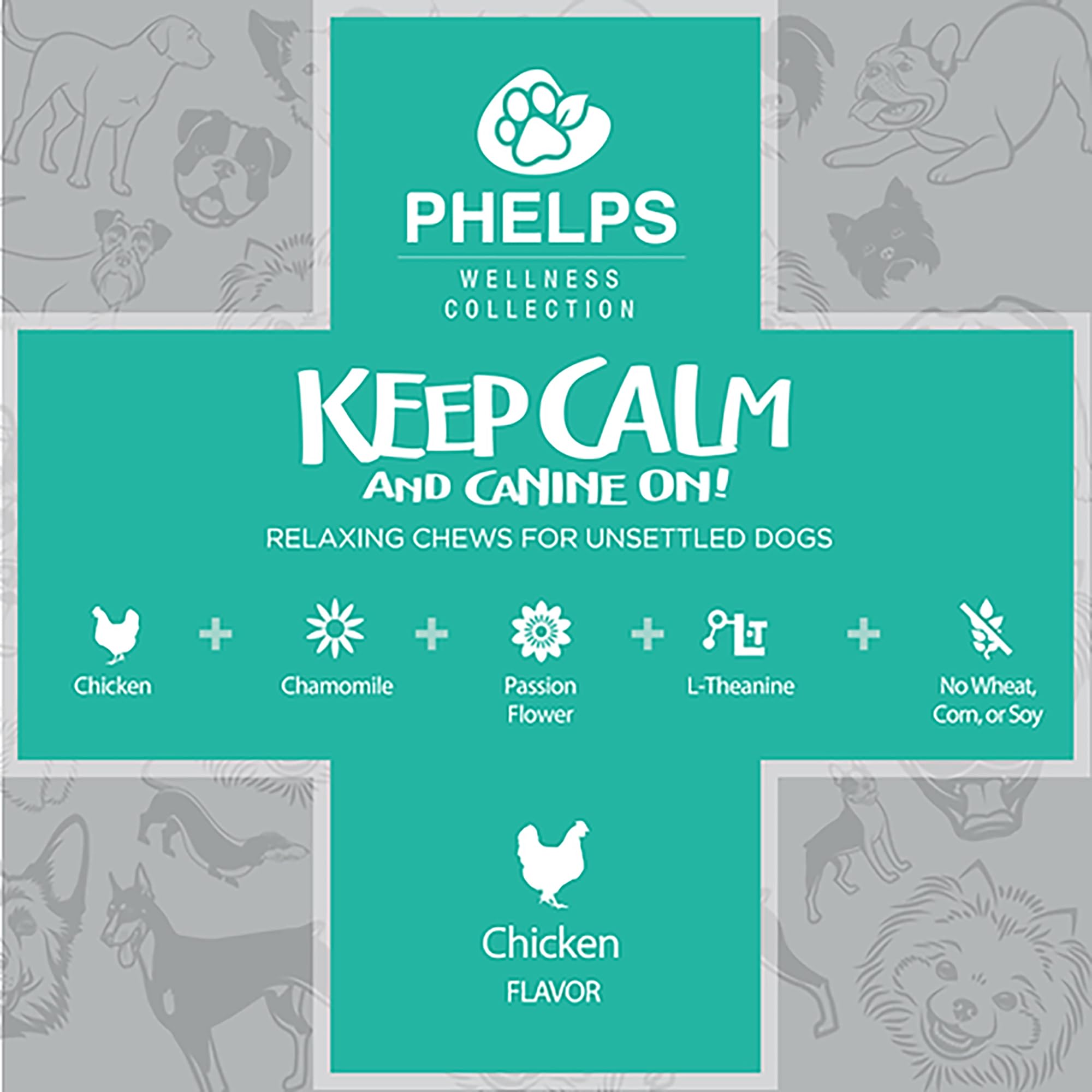 Phelps Wellness Collection Keep Calm & Canine On and Gut Check Digestive & Gut Health Dog Treats Variety Pack 4.5 oz