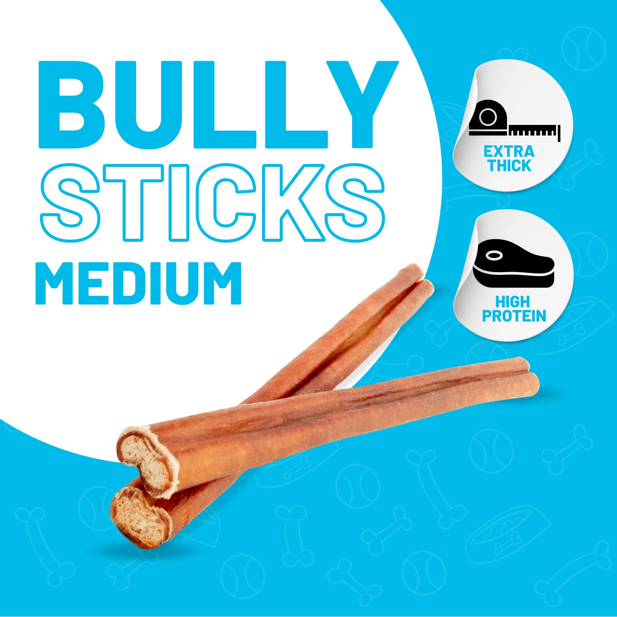 Sitka Farms Bully Sticks 12 inch - (24 Count) Bully Sticks Long Lasting Dental Treats for Large Medium and Small Dogs - Fully Digestible Rawhide Free Sticks for Agresive & Medium Chewers