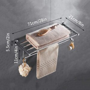 GLJ Floating Shelves Copper Bath Towel Rack, Hollow Rack with Hooks, Convenient and Practical Storage Rack, Simple Installation,for Kitchen and Bedroom (Size : 71cm)