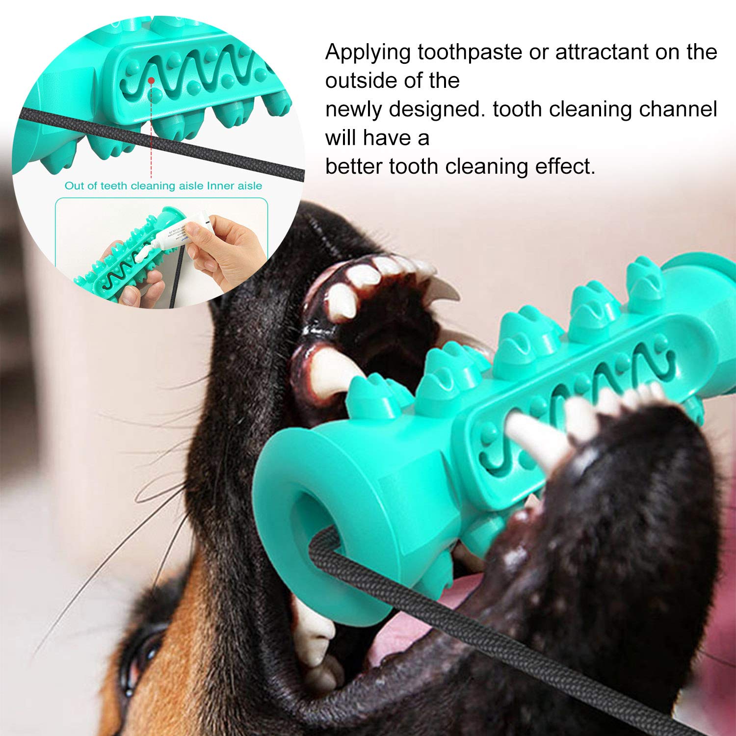 Guardians Dog Chew Toy with Double Suction Cup for Aggressive Chewers, Dog Toothbrush Chew Toy Puppy Training Treats Food Dispensing Pet Teeth Cleaning Rope Toys for Small Medium Dogs (Blue)