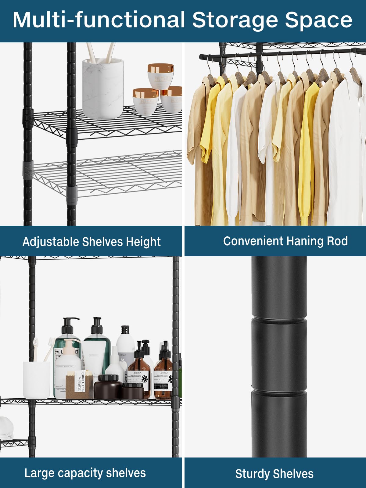 YORKING Clothes Drying Rack, Over The Washer and Dryer Storage Shelf with Adjustable Shelves, Space Saving Drying Rack for Laundry Room Easy Storage