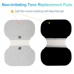 LotFancy TENS Unit Pads 4.3” X 6”, 4Pcs Snap Electrode Pads Large, Butterfly Shape, Reusable, Self-Adhesive