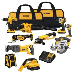 dewalt dck1020d2r 20v max lithium-ion cordless 10-tool combo kit (2 ah) (renewed)