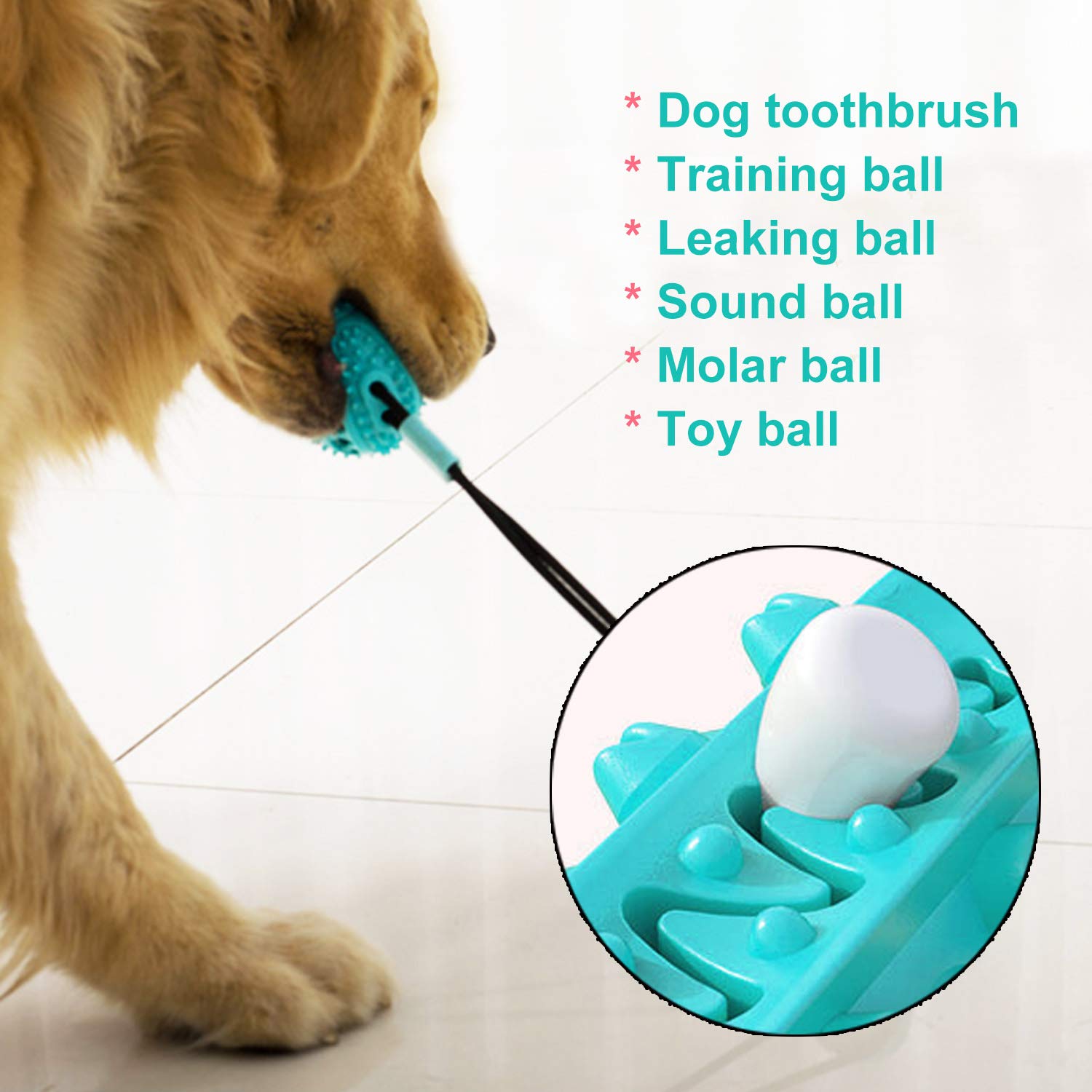 Guardians Dog Chew Toy with Suction Cup for Aggressive Chewers, Puppy Training Treats Food Dispensing Toothbrush Pet Teeth Cleaning Rope Toys for Dogs (Blue)