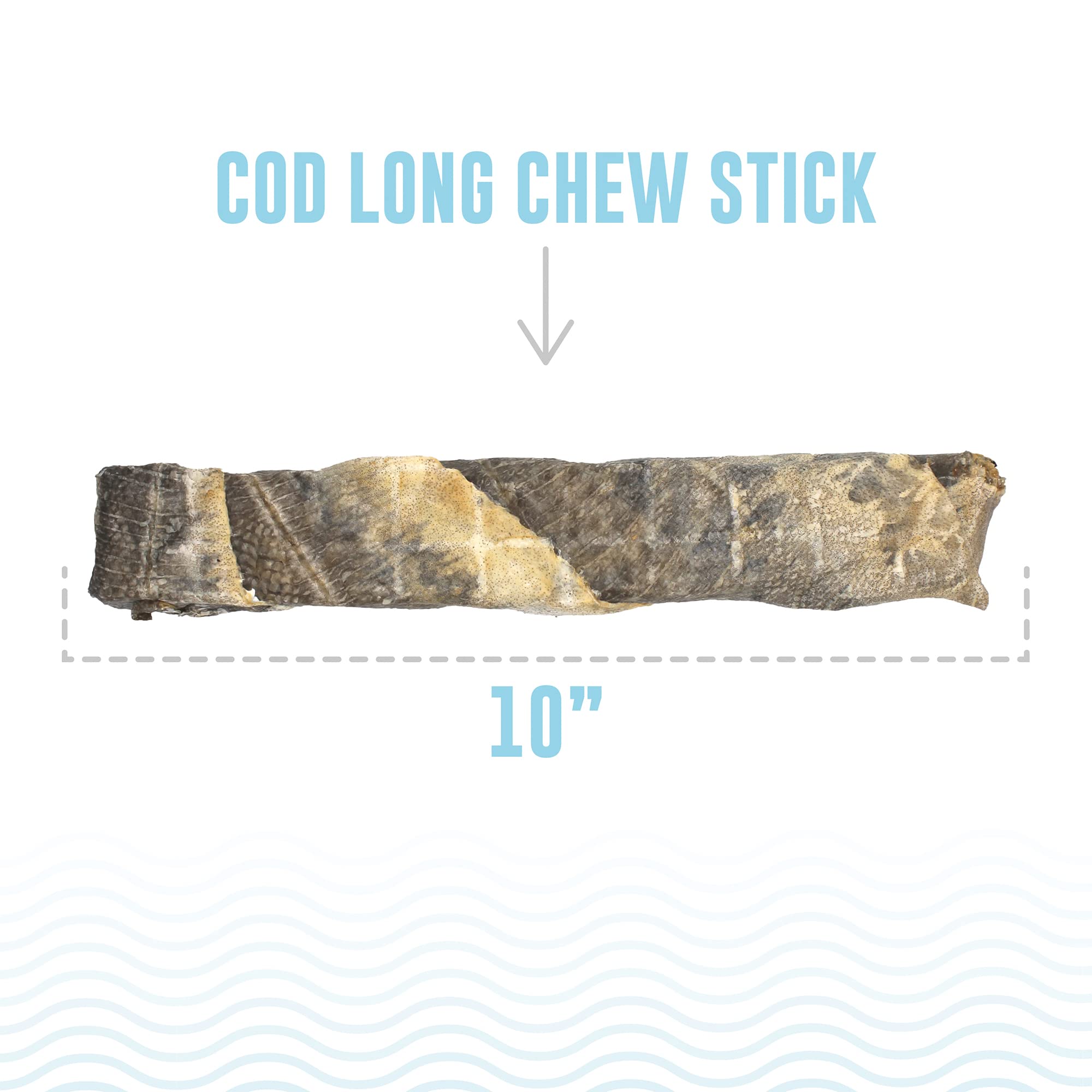 Icelandic+ Cod Skin 10" Long Hand Wrapped Dog Chew Stick, 2-Pack, 3.2-oz Bag