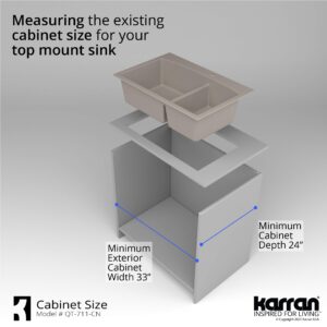 Karran QT-711 Drop-In Quartz Composite 33 in. 1-Hole 60/40 Double Bowl Kitchen Sink Kit in Concrete