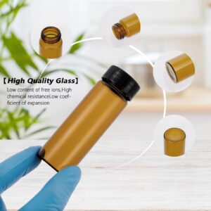 Kesell 12Pcs 30ML Amber Brown Glass Bottle with Black Caps for perfume oils and other liquids (Comes with red handwritten sticker paper)