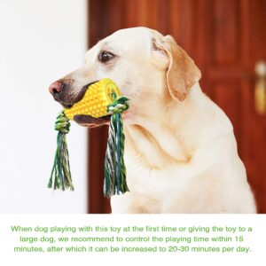 Dog Toothbrush Chew Toy,Natural Durable Rubber Dental Oral Care for Small/Medium/Large Dogs,Soft Bite Corn Molar Stick with Rope