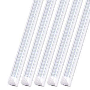 somlight led shop light 4ft, v shape t8 led tube light fixture, clear cover 36w 6000k cold white, integrated 4 foot strip light fixture for garage warehouse workshop coolers, (25-pack),ship from usa