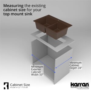 Karran QT-710 Drop-In Quartz Composite 33 in. 1-Hole 50/50 Double Bowl Kitchen Sink Kit in Brown