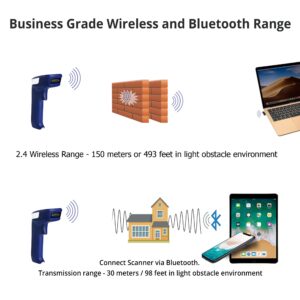 ScanAvenger 1D and 2D Portable Wireless Bluetooth Barcode Scanner: 3-in-1 - Cordless, Rechargeable Scan Gun for Inventory Management - Wireless, Handheld, USB Bar Code/QR Code Reader - Hand Scanner